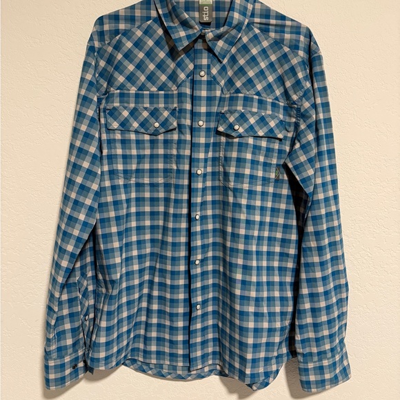Stio | Shirts | Stio Eddy Aqua Blue And White Checkered Mens Shirt ...